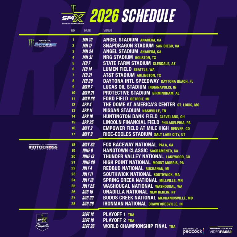2026 AMA Supercross & Pro Motocross Schedule - MX1Onboard.com